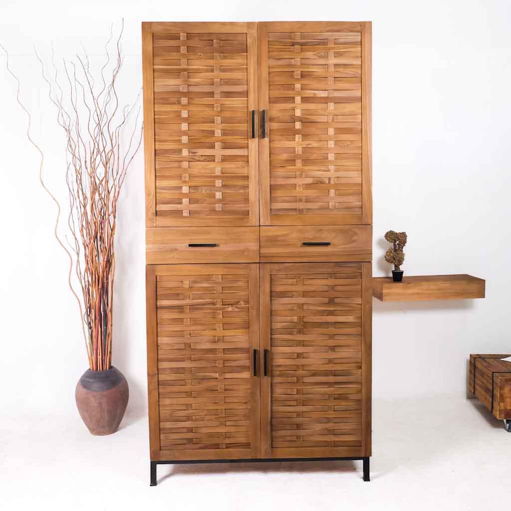 CABINET 4 DRS BRAIDED 2 DRWS KNOCKDOWN - Sasana Antik Furniture